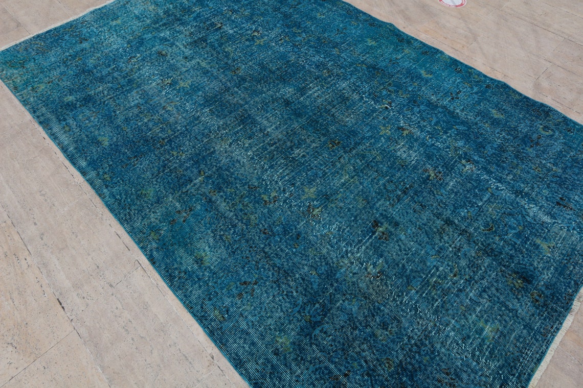 Handmade Blue Rug, 10'1x6'5ft, 310x200cm, Blue Carpet, Dark Blue Rug ...