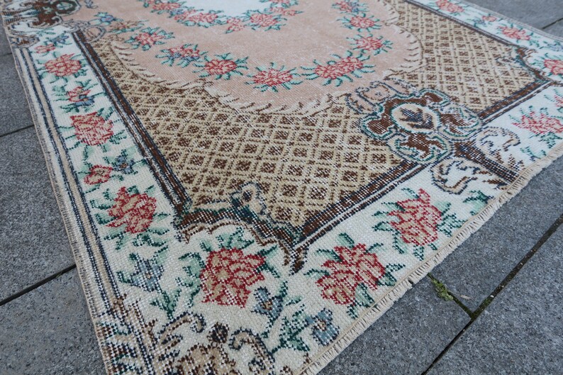 Golden Rose Beige Victorian Floral Design Handmade Rug Vintage - Etsy