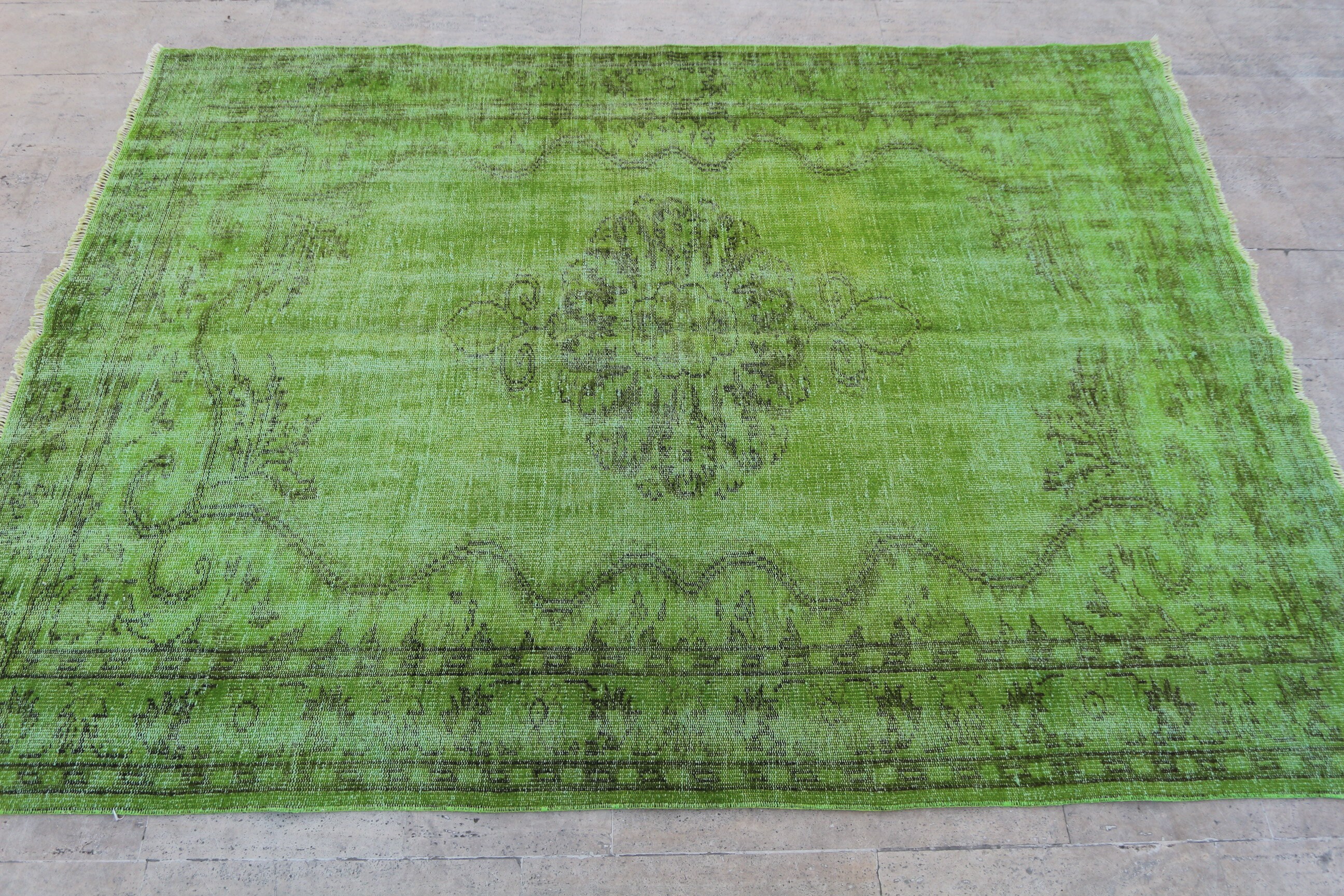 Green Rug, 8'8x6'ft, 269X185 Cm, Green Carpet, Green Salon Rug, Living ...