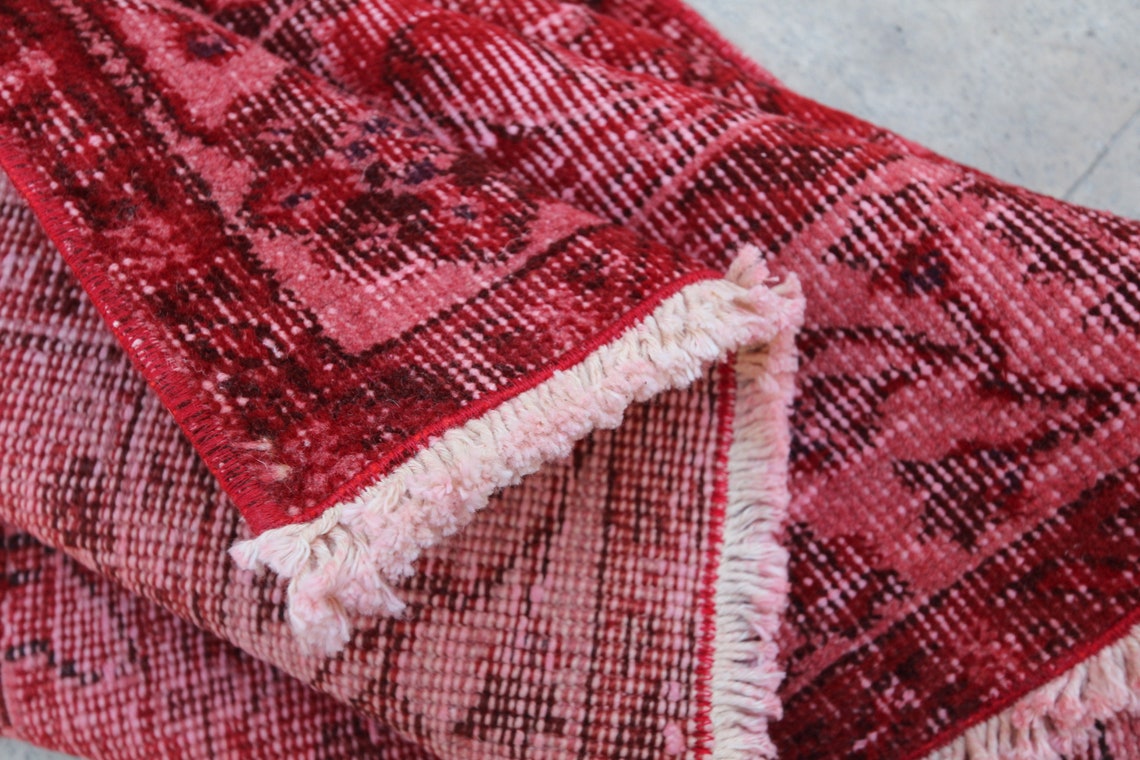 Red Runner Rug 12'x4'8 Ft 368x147 Cm Handmade | Etsy