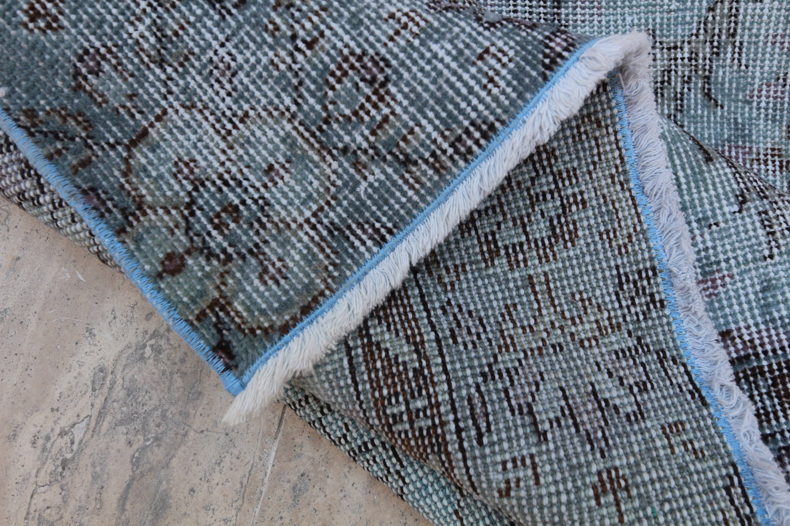 Blue Floor Rug, 9'2x5'3 Ft 283X164 Cm, Rustic Blue Rug, Contemporary ...