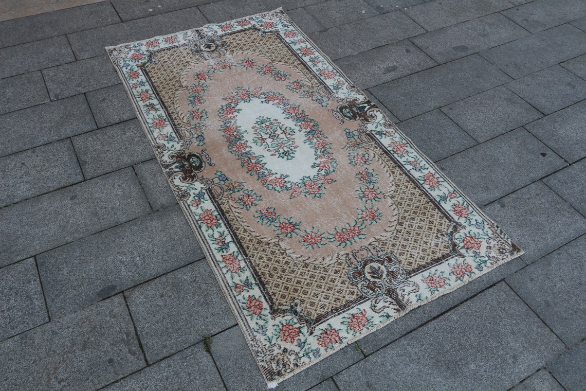 Golden Rose Beige Victorian Floral Design Handmade Rug Vintage - Etsy