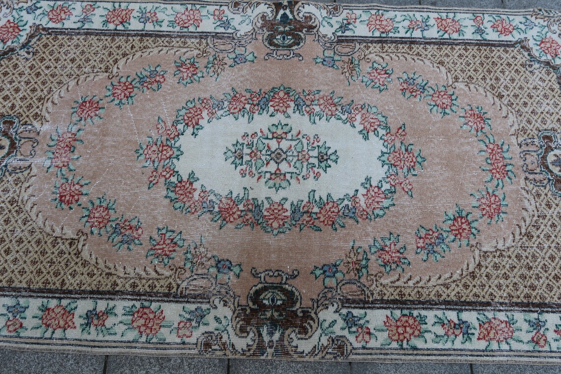 Golden Rose Beige Victorian Floral Design Handmade Rug Vintage - Etsy