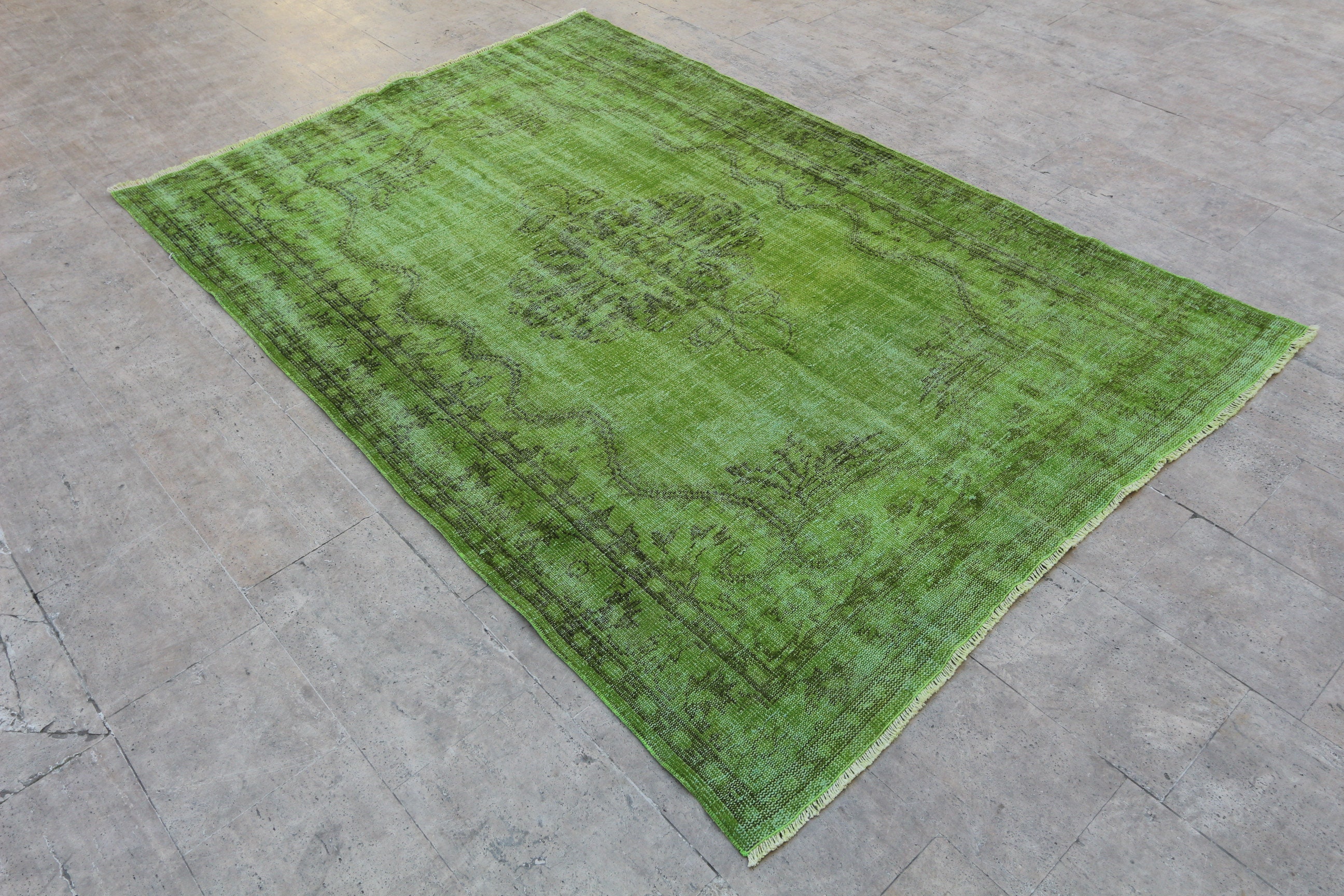 Green Rug, 8'8x6'ft, 269X185 Cm, Green Carpet, Green Salon Rug, Living ...