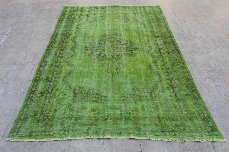 Green Rug, 8'8x6'ft, 269X185 Cm, Green Carpet, Green Salon Rug, Living ...
