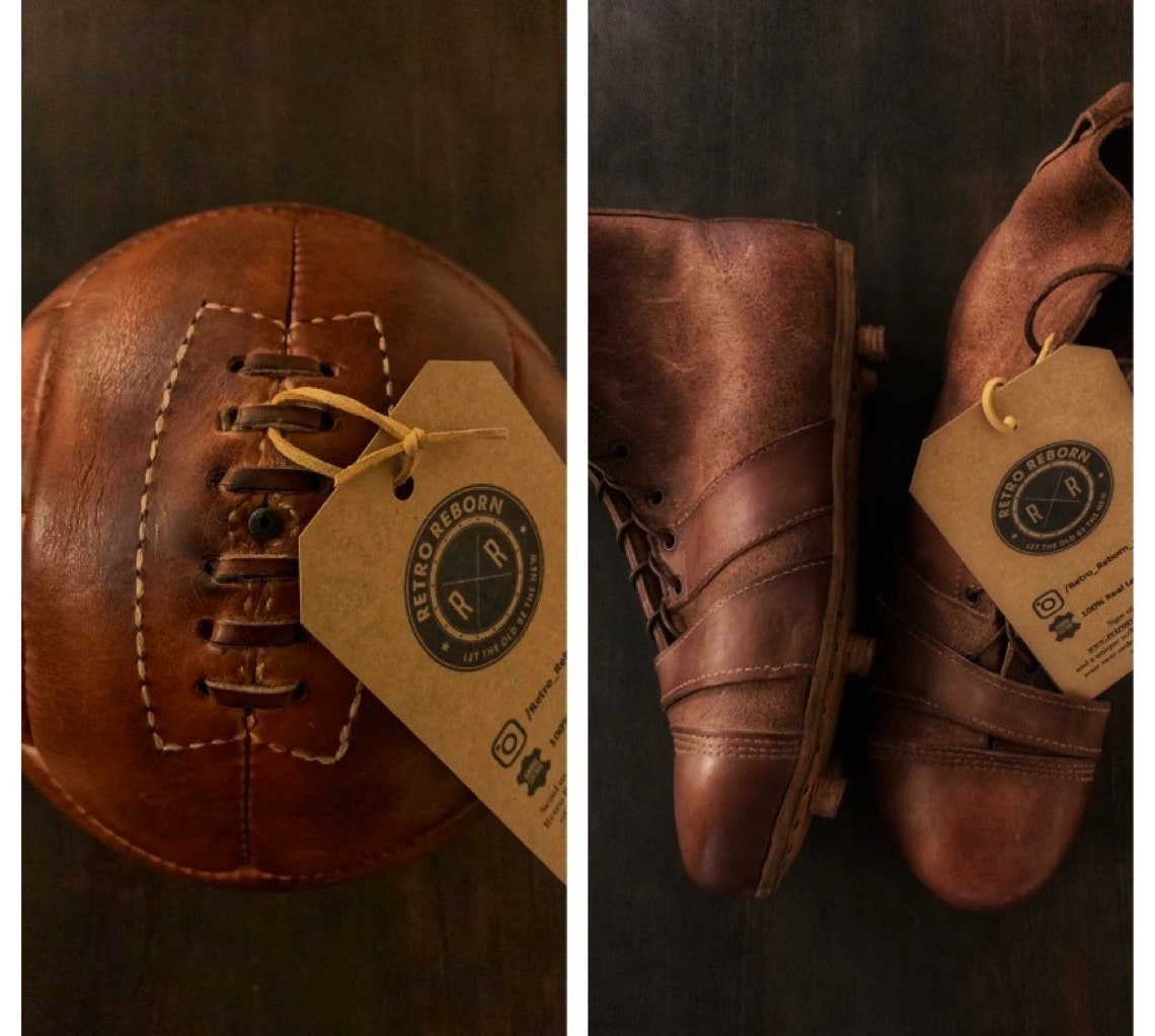 Retro Reborn Vintage Antique Style Leather Football Boots - Etsy UK