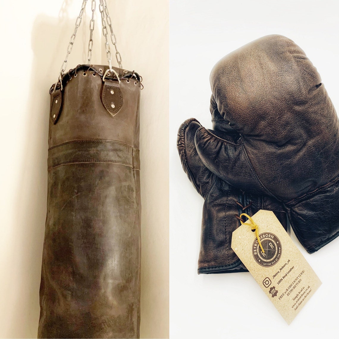 Retro Reborn Vintage Style Boxing Bag / Punch Bag With Hanging | Etsy