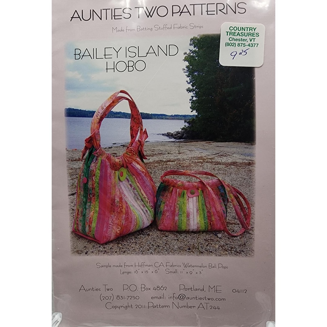 Aunties Two Patterns Bailey Island Hobo Bag Sewing Pattern AT244 - Etsy