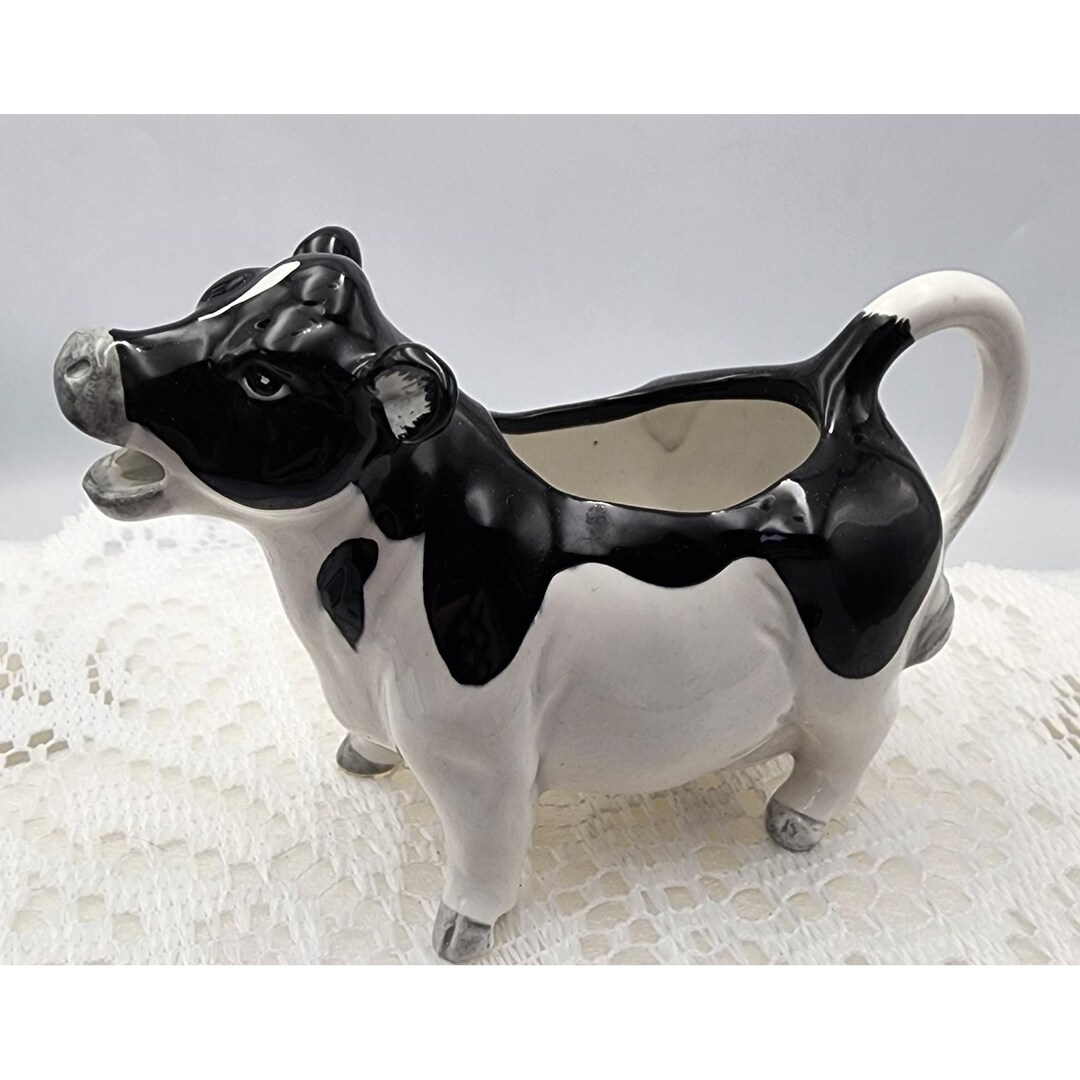 Otagiri Japan Cow Creamer Pitcher Ceramic Black and White Farmhouse ...