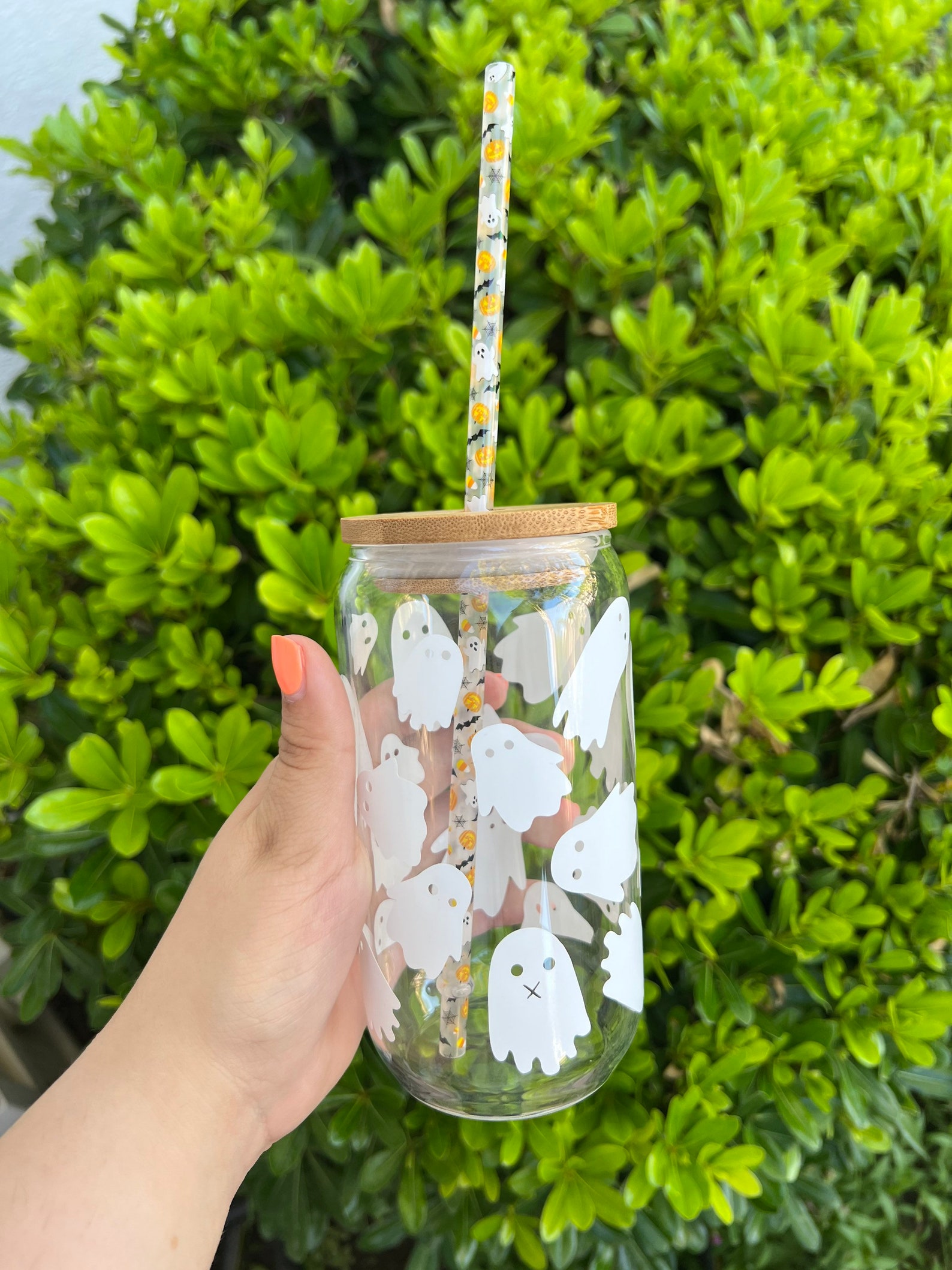 16oz Ghost Iced Coffee Glass Can/ Ghost Glass Can/ Ghost Glass Beer Can ...
