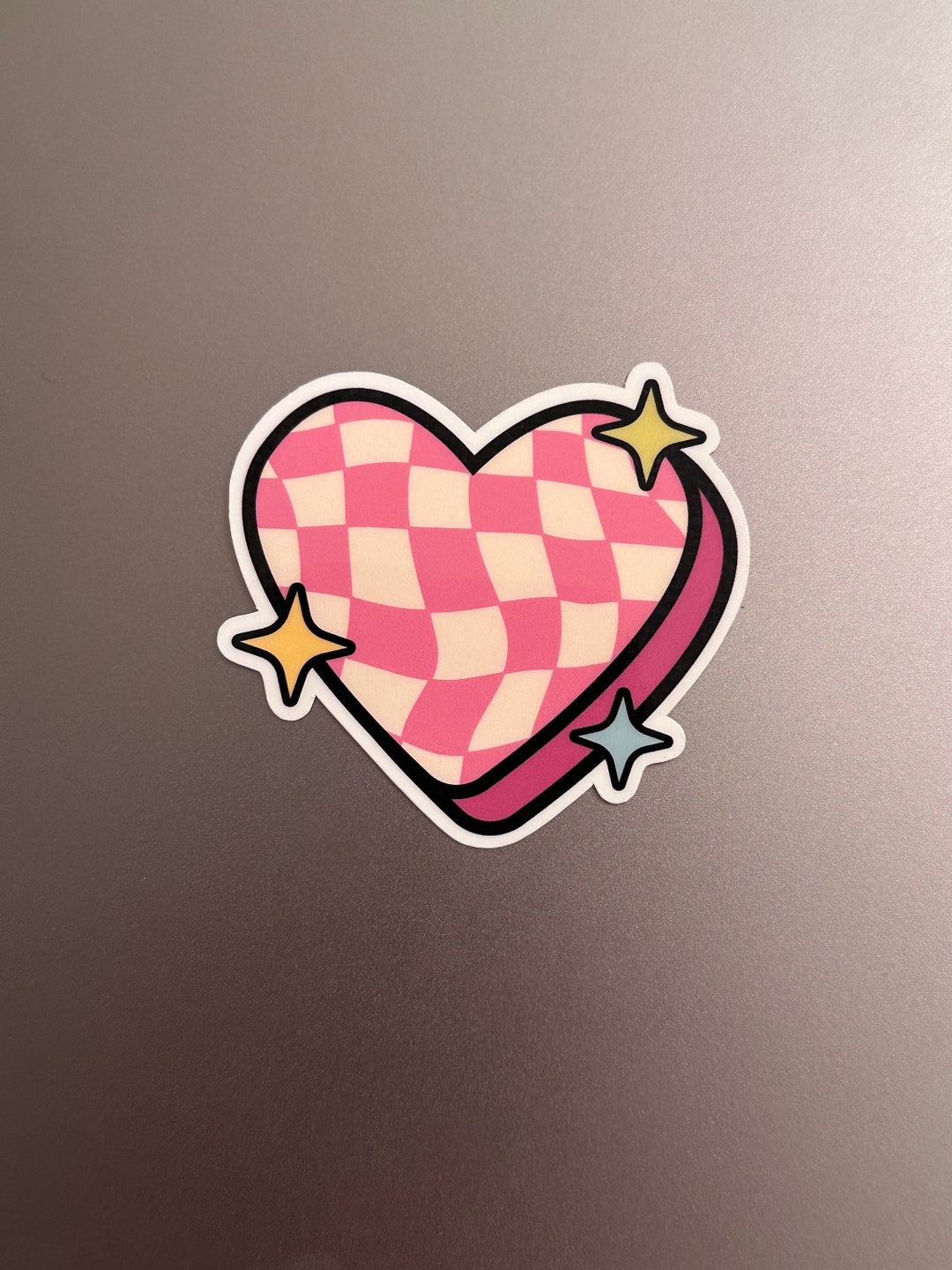 Checkered Heart Sticker/ Heart Sticker/ Sticker/ Water Bottle Sticker ...