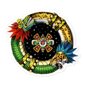 Quetzalcoatl Aztec Serpent Sticker, Aztec Calendar Sticker, Ancient ...