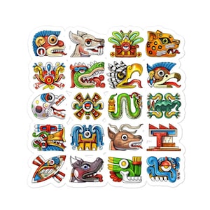 Aztec Symbols Sticker - Aztec Mythology Stickers - Ancient Mayan Gods ...