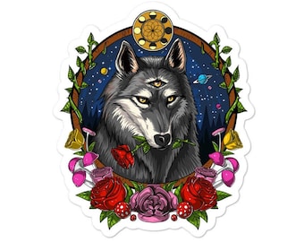 Wolf Shaman Sticker Forest Animal Decals Fantasy Hippie - Etsy