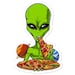 Space Alien Eating Pizza Vinyl Sticker - Alien Lover Gifts - Pizza ...