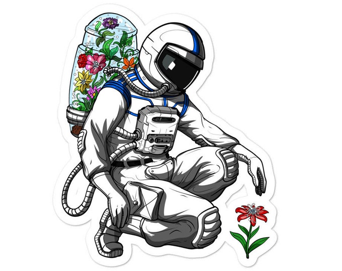 Psychedelic Astronaut Sticker Space Sunflowers Sticker | Etsy