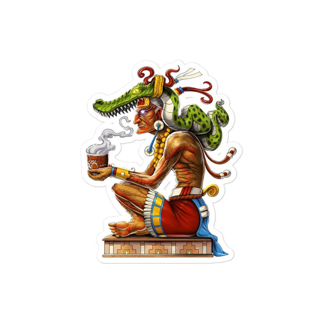 Mayan God Itzamna Sticker, Mayan Mythology Stickers, Aztec Gods Decal ...