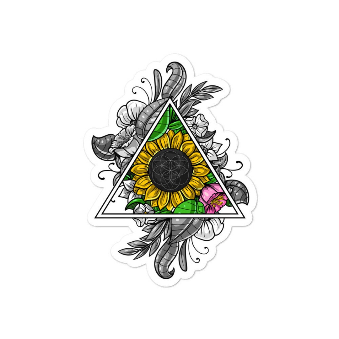 Sunflowers Flower of Life Sticker - Sacred Geometry Floral Vinyl ...