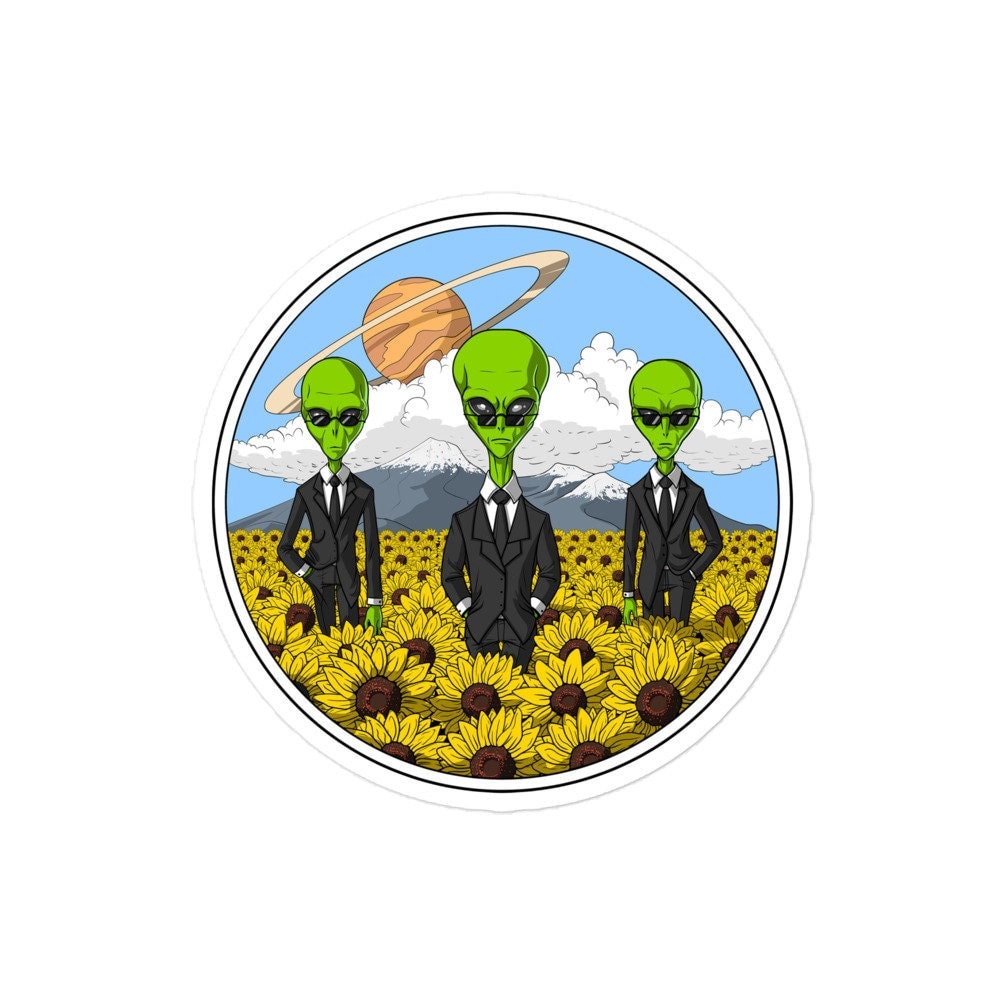 Space Aliens Vinyl Sticker Psychedelic Alien Sticker - Etsy