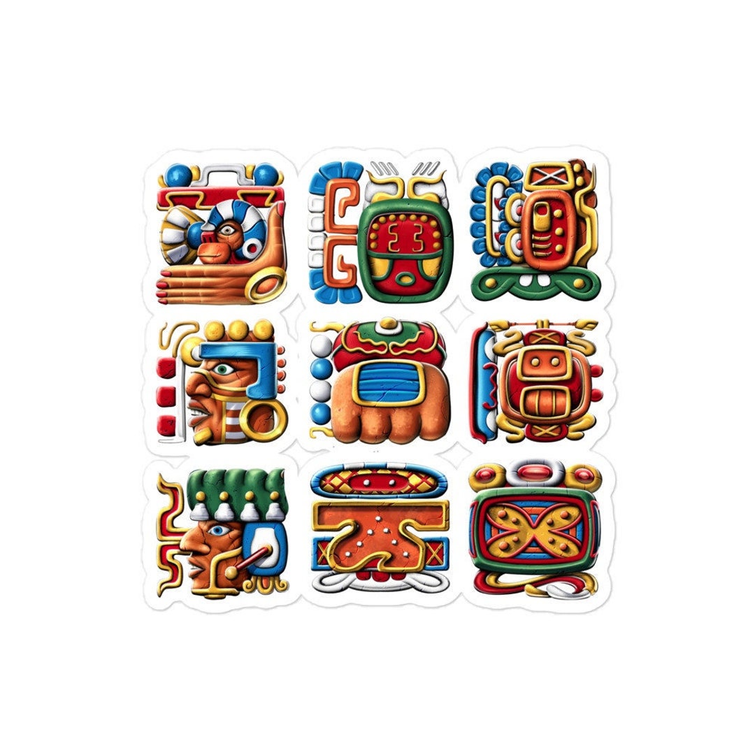 Mayan Symbols Sticker - Aztec Mythology Decal - Ancient Mayan Gods ...