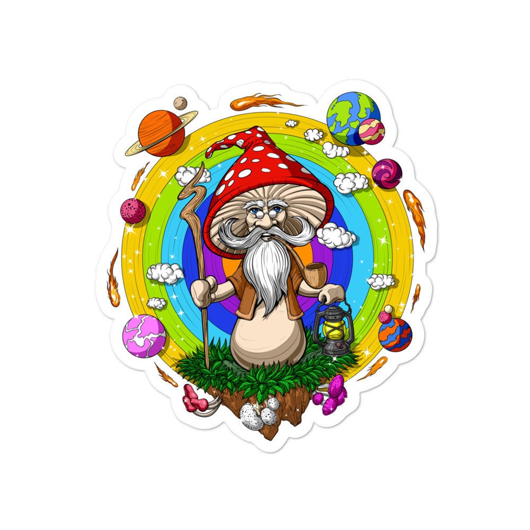 Mushroom Vinyl Sticker, Psychedelic Sticker, Fungi Decal, Trippy ...