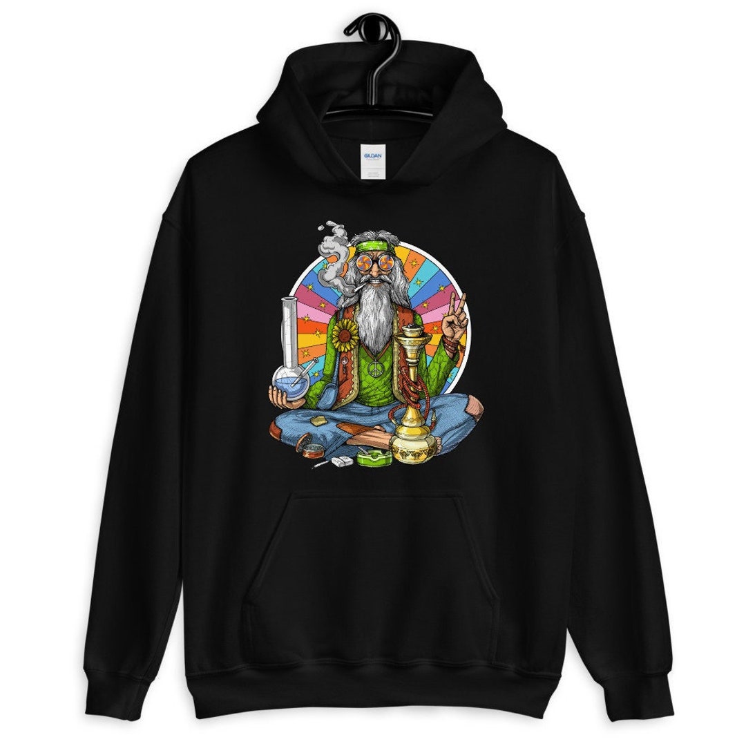 Hippie Stoner Smoking Weed Hoodie Psychedelic Cannabis Sweatshirt ...