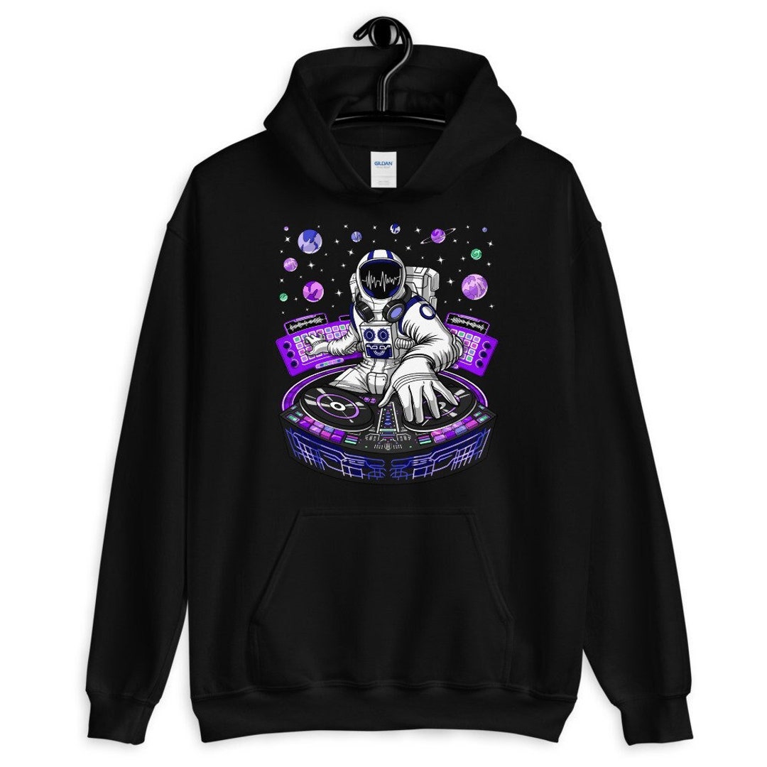 Astronaut Techno DJ Hoodie Psytrance Dubstep Sweatshirt DJ Mens Hoodie ...