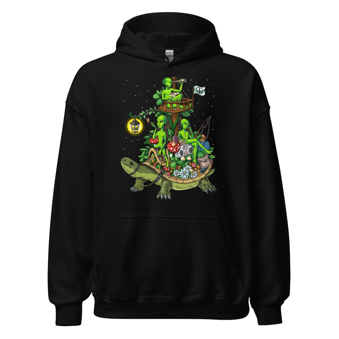 Aliens Hoodie, Funny Aliens Hoodie, Psychedelic Aliens Sweatshirt ...