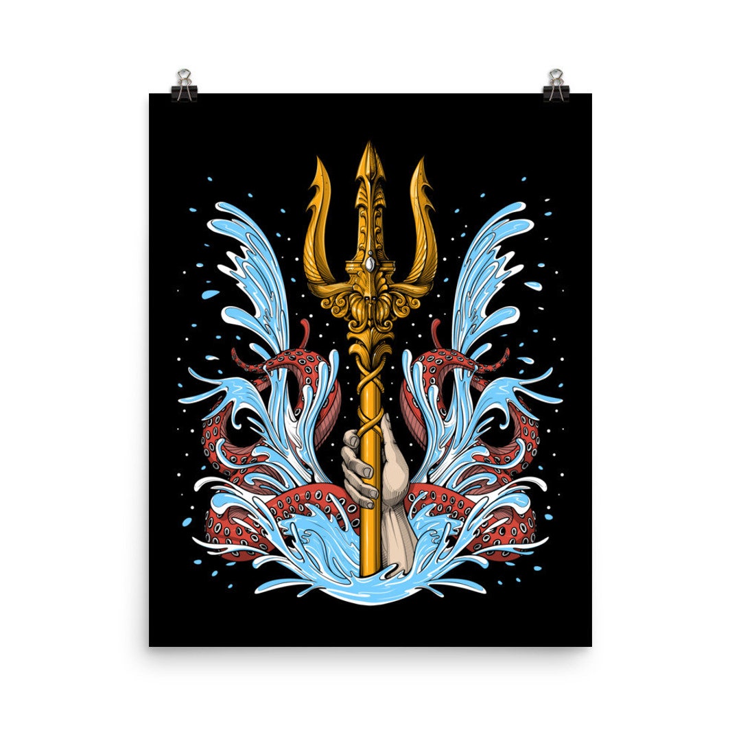 Greek God Poseidon Trident Poster - Ancient Greek Mythology Wall Decor ...