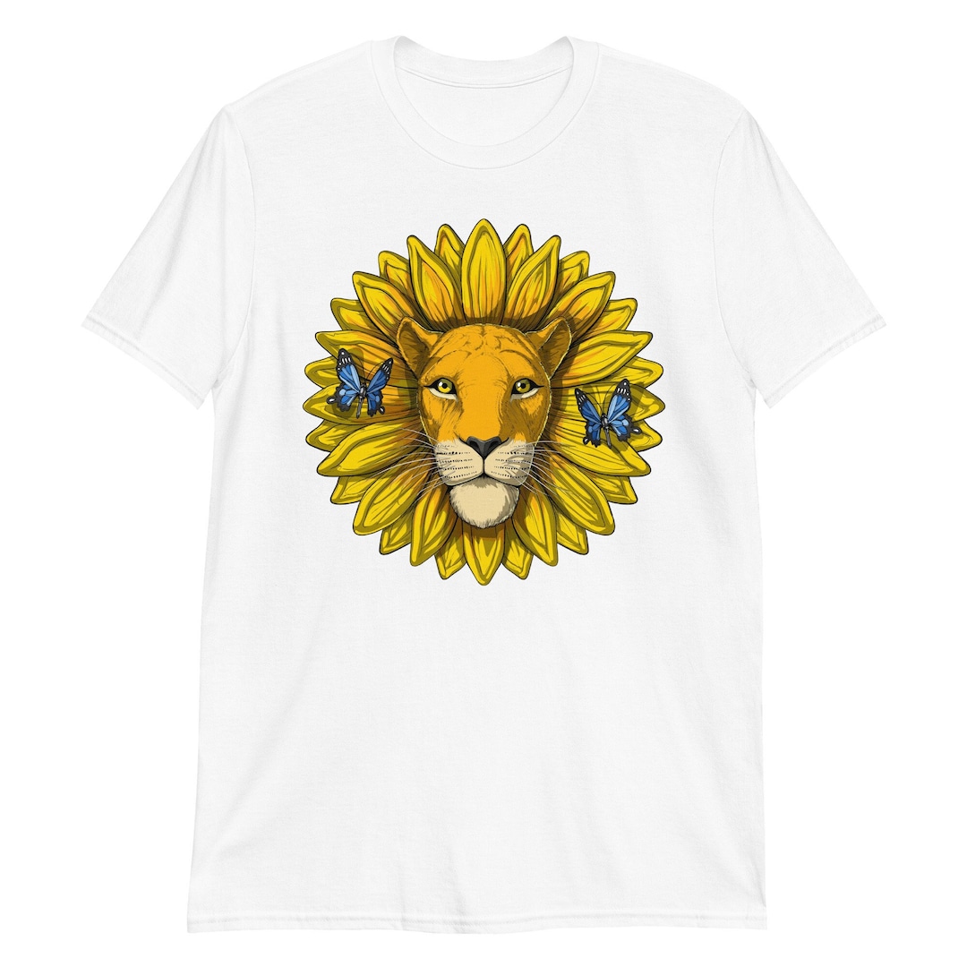 Lion Sunflower Unisex Shirt, Flower Unisex Tee, Botanical Shirt, Floral ...