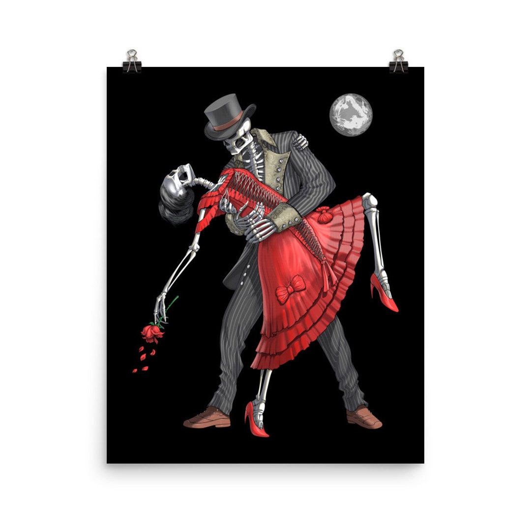 Gothic Skeletons Dancing Poster Romantic Goth Macabre Wall - Etsy