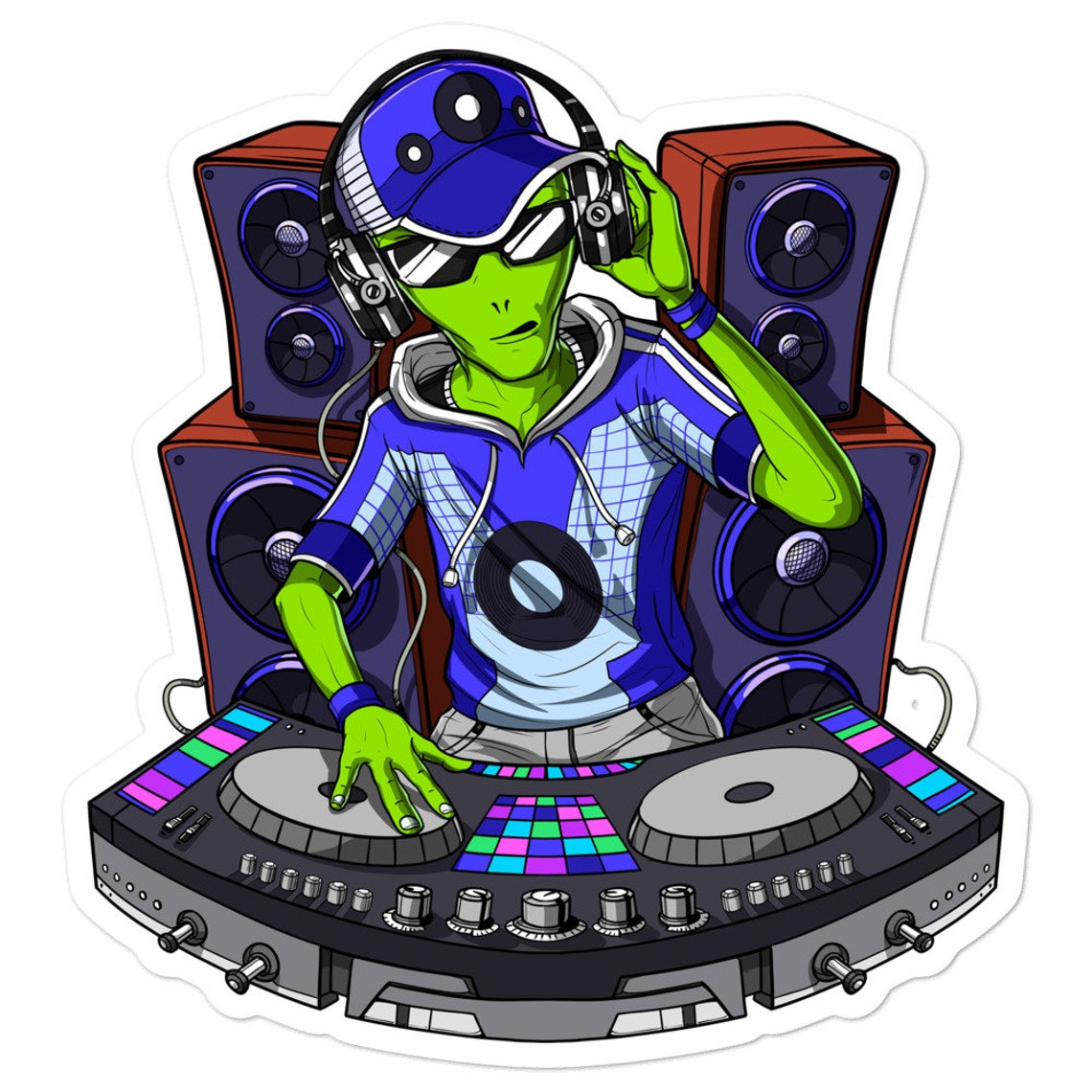 Space Alien DJ Vinyl Sticker Funny Psytrance Dubstep Decals | Etsy