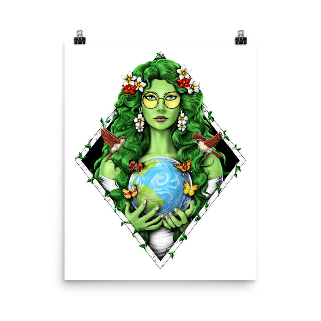 Gaia Mother Earth Poster, Nature Goddess Art Print, Environmental Wall ...