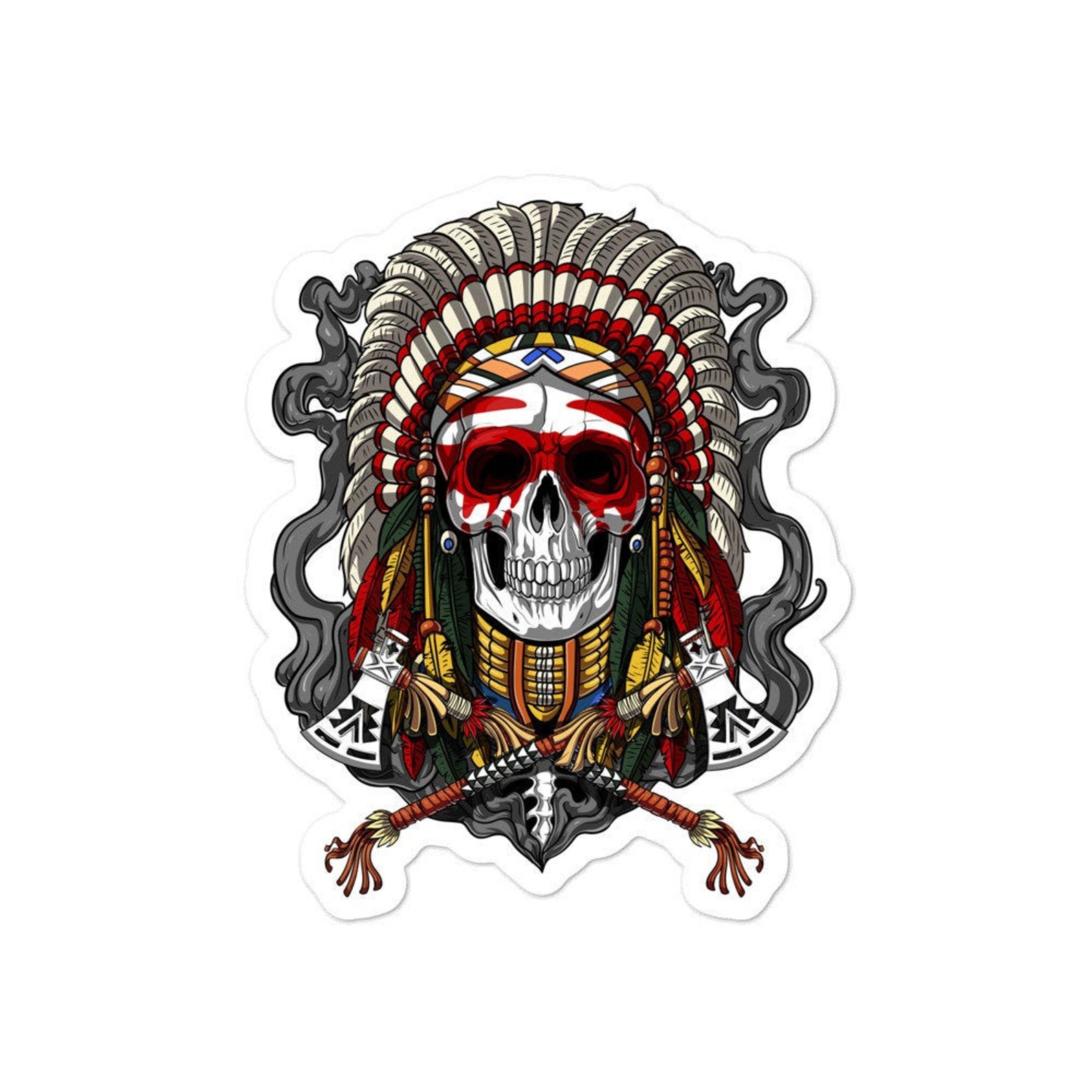 Native American Skull Vinyl Sticker Indian Chief Sticker | Etsy