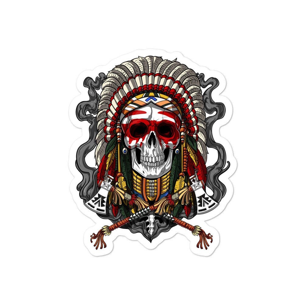 Native American Skull Vinyl Sticker Indian Chief Sticker | Etsy