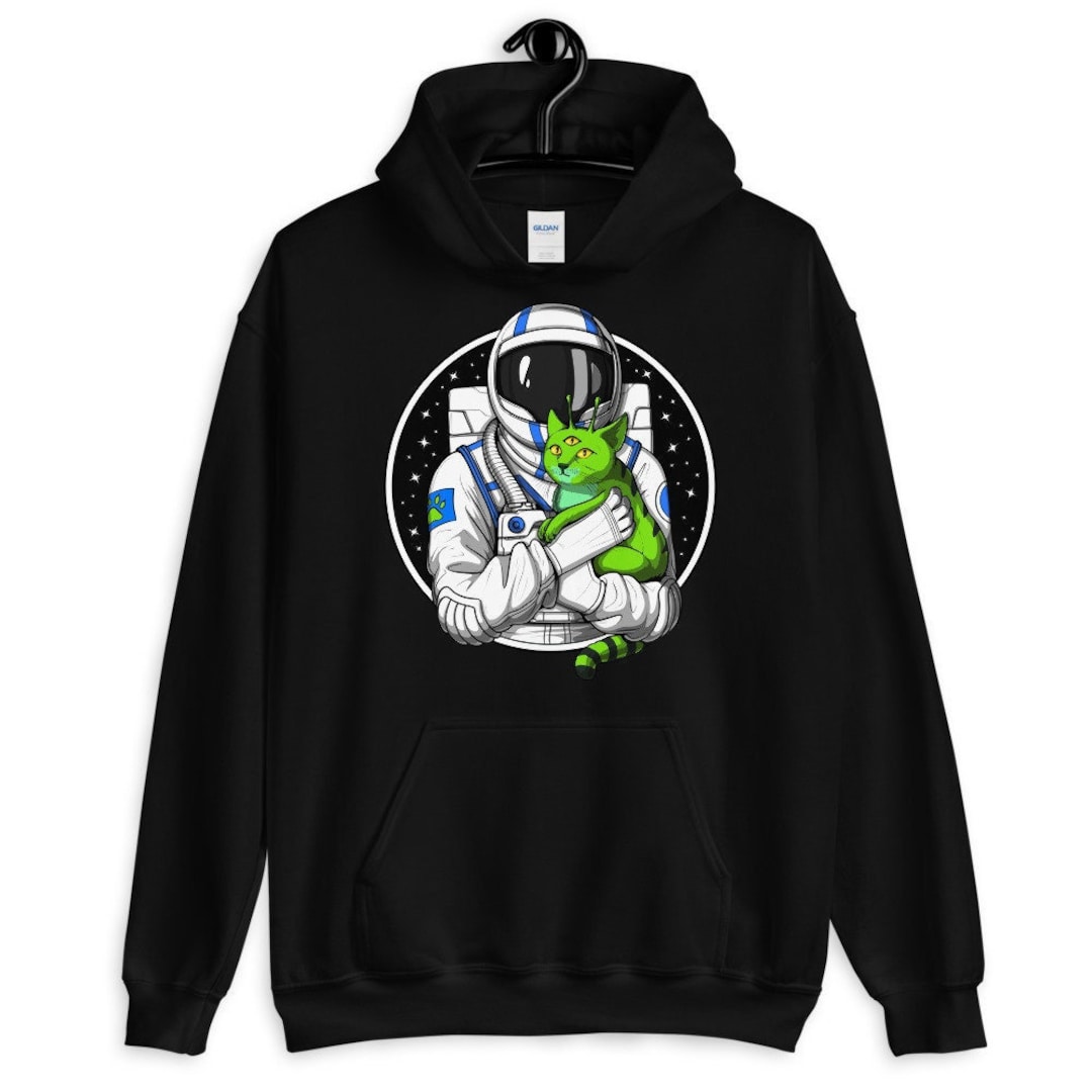 Astronaut Alien Cat Hoodie - Psychedelic Cat Sweatshirt - Space Alien ...