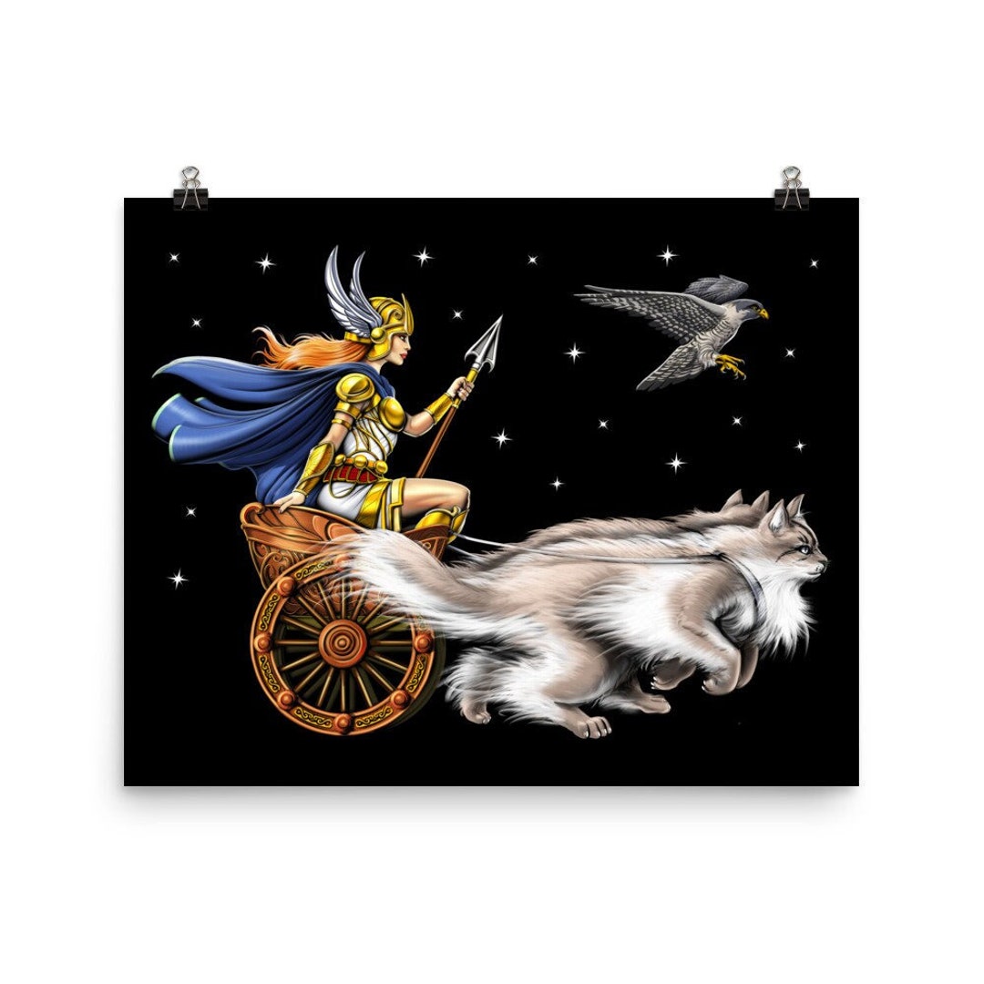 Freyja Norse Goddess Poster, Viking Warrior Art Print, Pagan Mythology ...