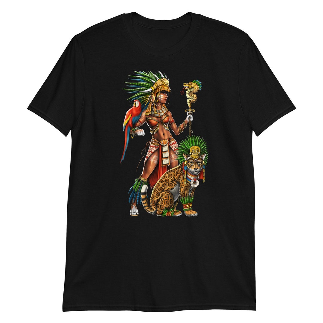 Aztec Warrior T-shirt, Aztec Jaguar Tee, Aztec Goddess Shirt, Ancient ...