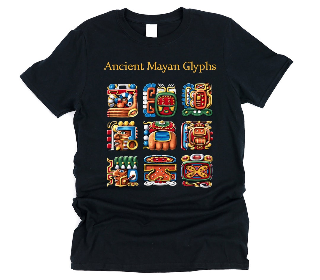 Mayan Symbols T-shirt Aztec Mythology Shirt Ancient Mayan Gods Tee ...