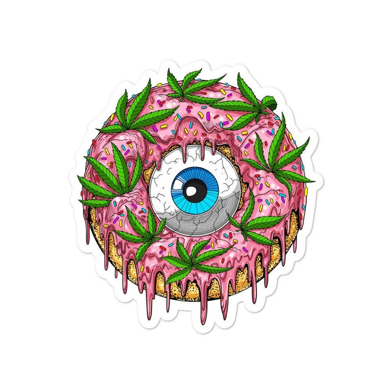 Psychedelic Weed Donut Sticker Cannabis Marijuana Sticker | Etsy