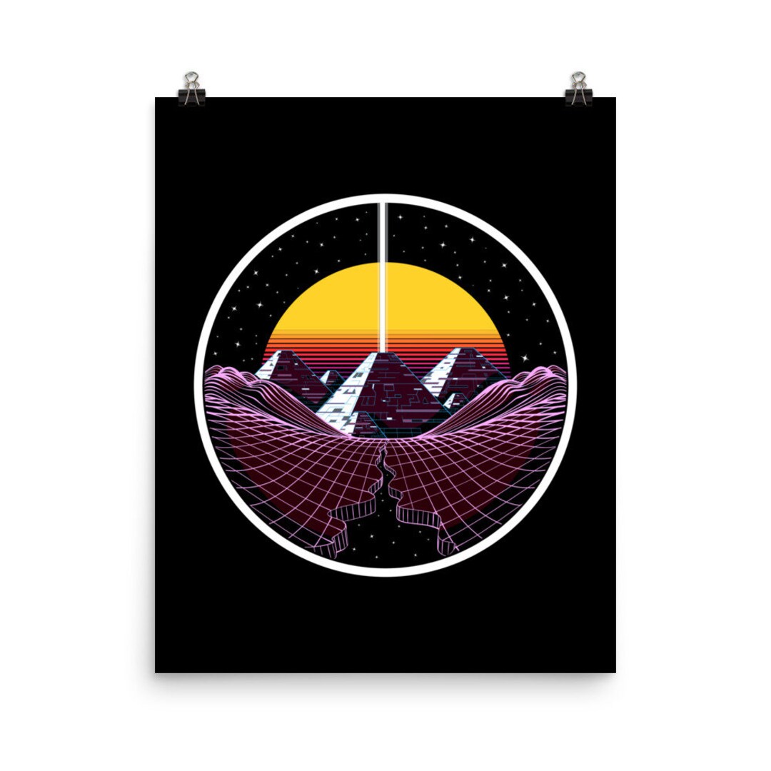 Synthwave Egyptian Pyramids Poster - Psychedelic Retro 80s Wall Decor ...