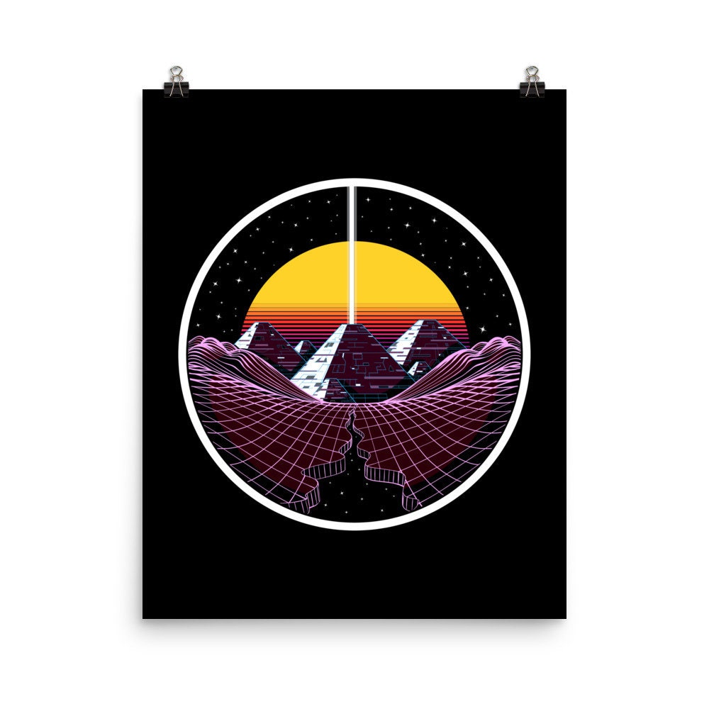 Synthwave Egyptian Pyramids Poster - Psychedelic Retro 80s Wall Decor ...