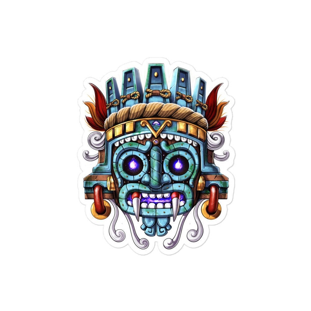 Aztec God Tlaloc Sticker, Aztec Mythology Decal, Aztec Gods Sticker ...
