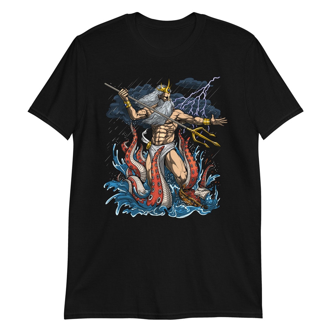 Greek God Poseidon Shirt, Ancient Greek Mythology Tee, Poseidon Trident ...
