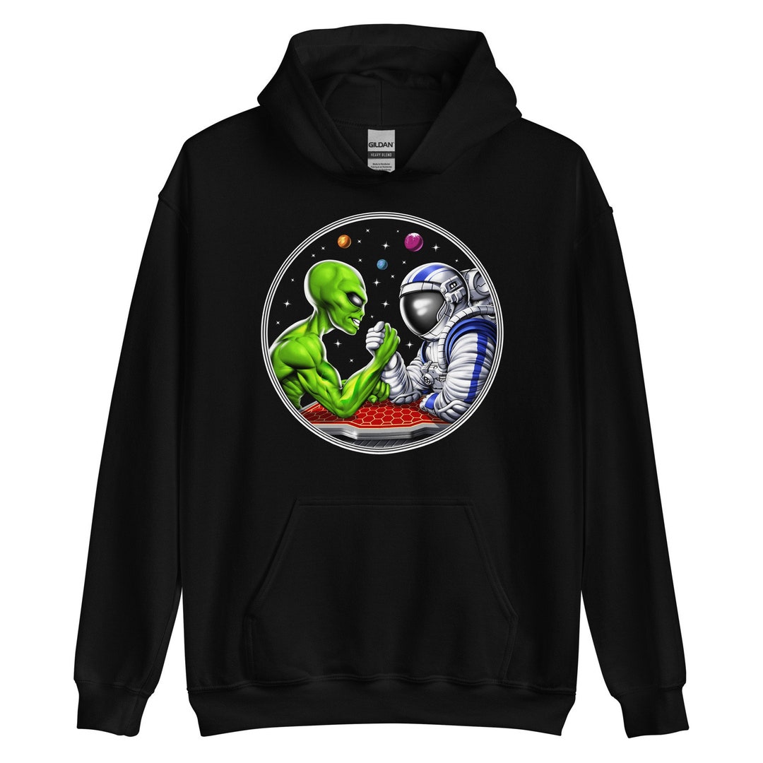 Astronaut Alien Arm Wrestling Hoodie, Alien Sweatshirt, Arm Wrestler ...