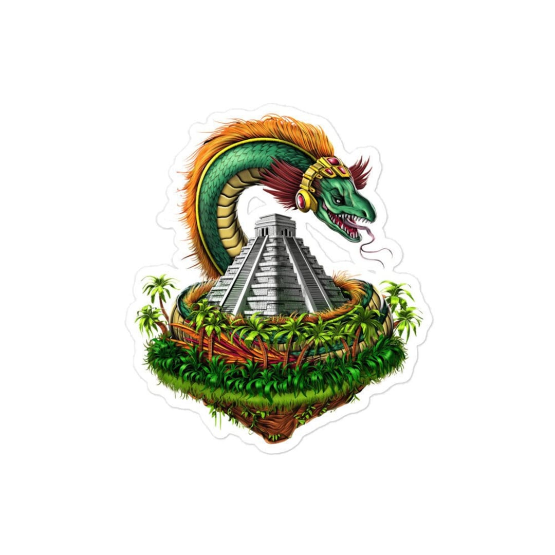 Quetzalcoatl Aztec God Sticker, Aztec Mythology Stickers, Aztec Pyramid ...