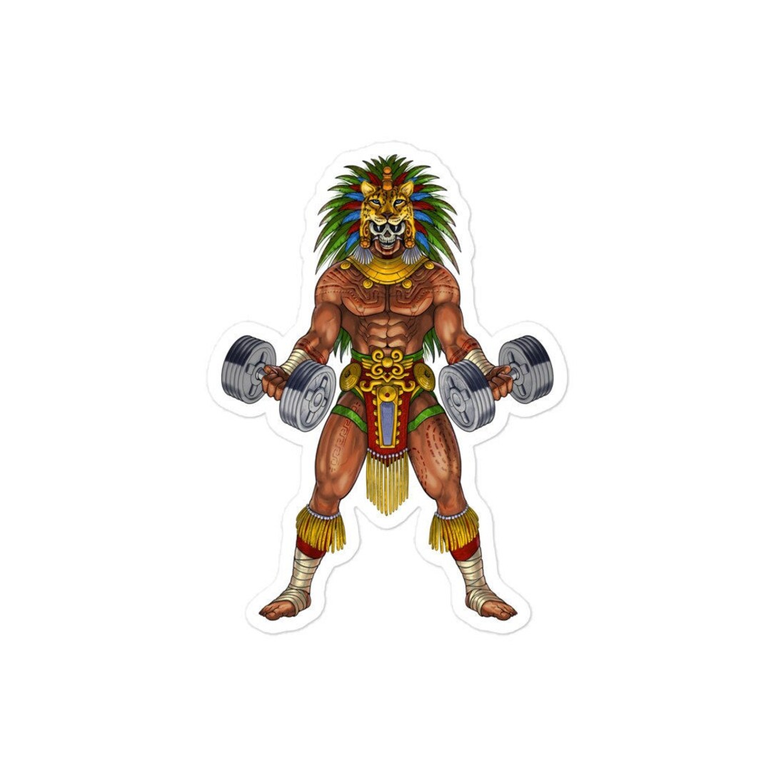Aztec Jaguar Warrior Bodybuilder Sticker - Bodybuilding Weightlifting ...