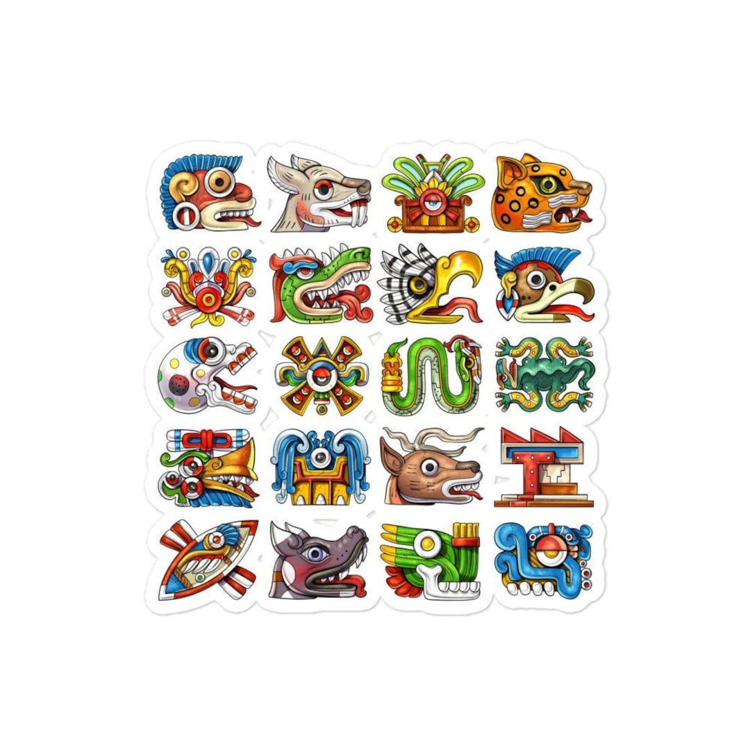 Aztec Symbols Sticker - Aztec Mythology Stickers - Ancient Mayan Gods ...