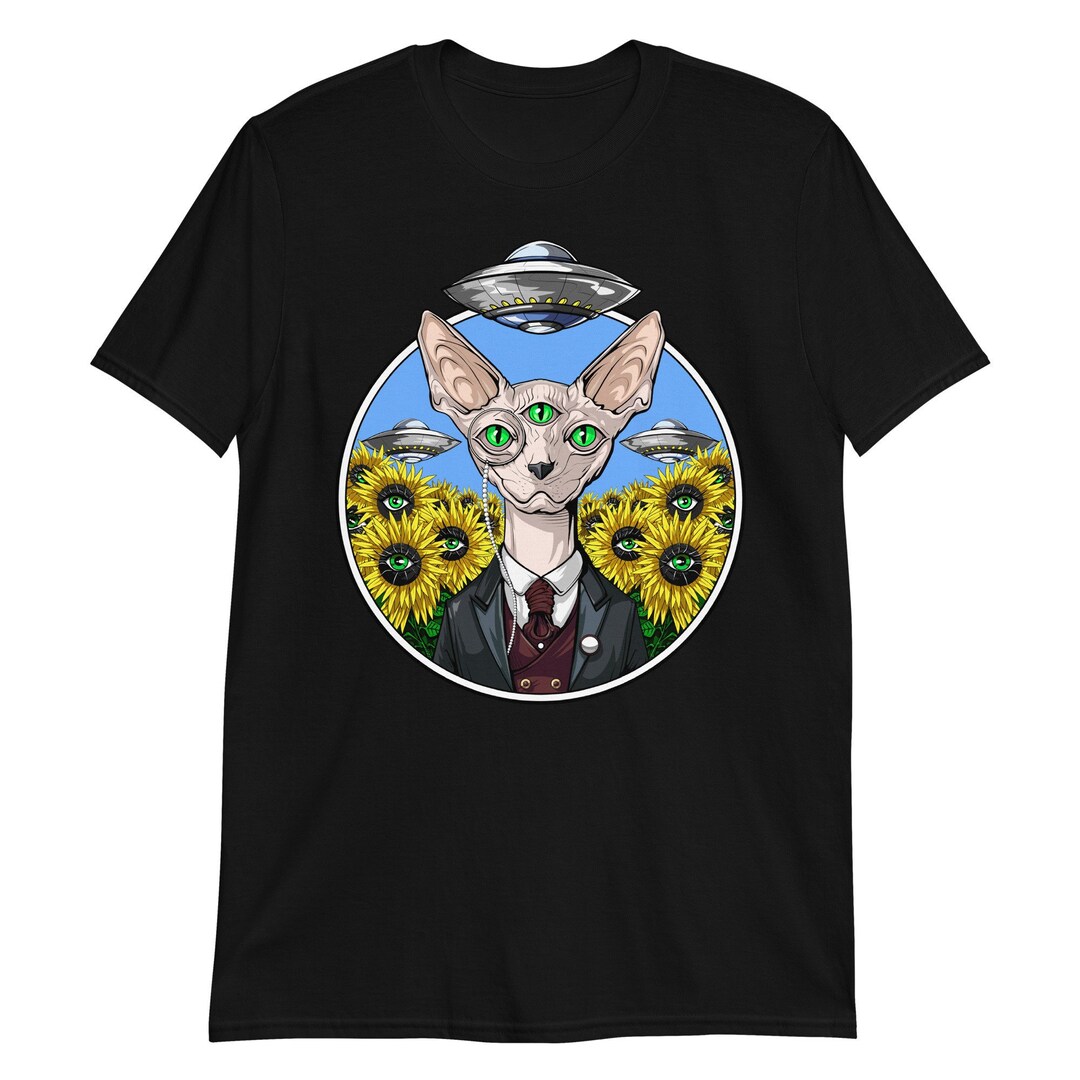 Psychedelic Sphynx Cat Shirt, Hairless Cat Shirt, Alien UFO Shirt ...