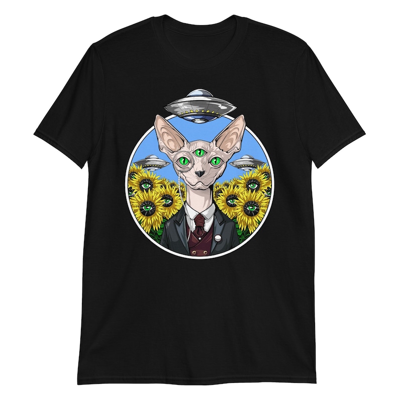 Psychedelic Sphynx Cat Shirt, Hairless Cat Shirt, Alien UFO Shirt ...